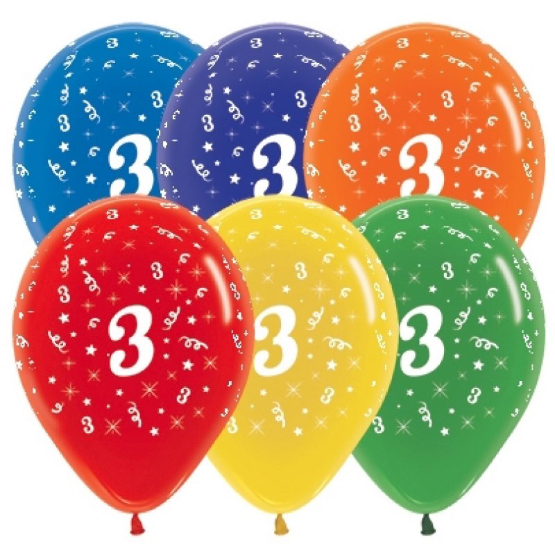 Sempertex 30cm Age 3 Crystal Assorted Latex Balloons, 25PK : Amscan ... Sempertex 30cm Age 3 Crystal Assorted Latex Balloons, 25PK : Amscan ...