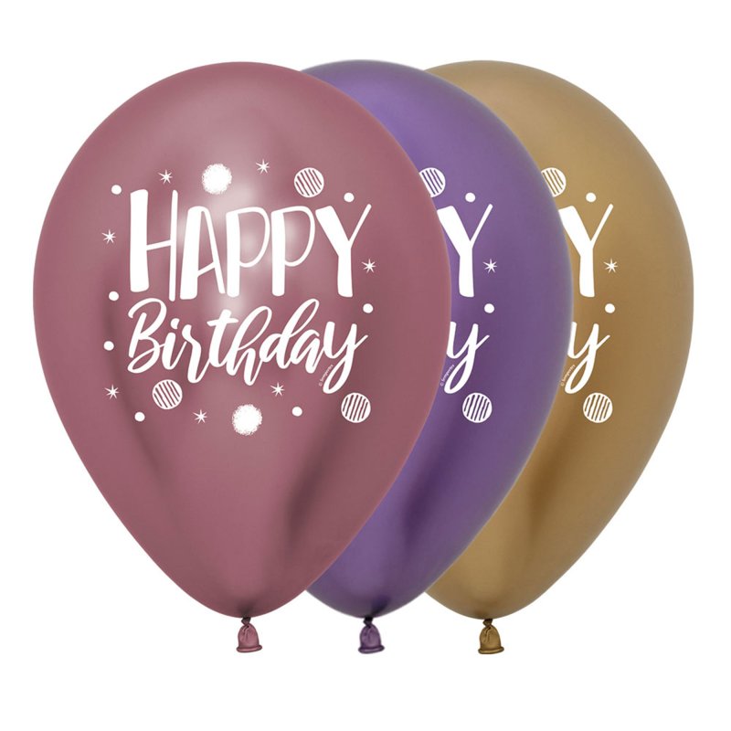 Sempertex 30cm Happy Birthday Sparkles Party Metallic Reflex Assorted