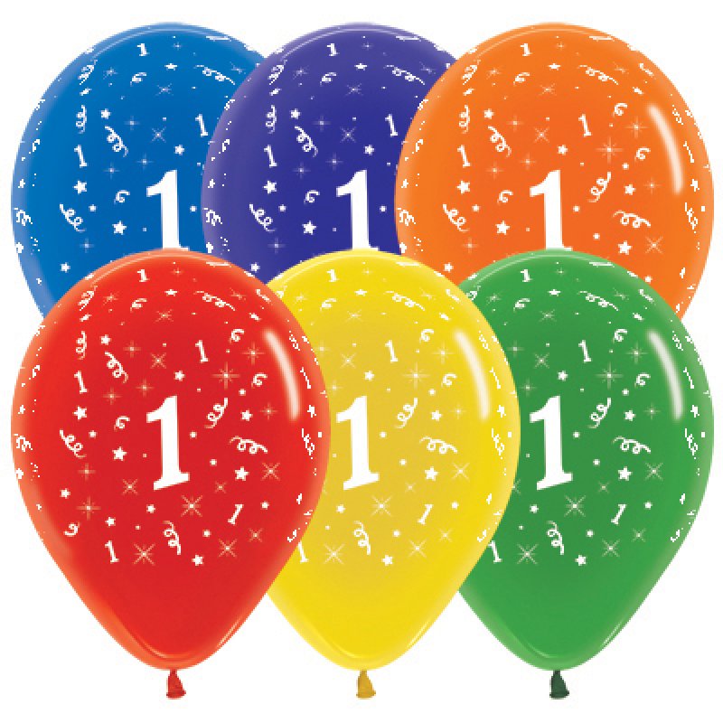 Sempertex 30cm Age 1 Crystal Assorted Latex Balloons, 25PK : Amscan ... Sempertex 30cm Age 1 Crystal Assorted Latex Balloons, 25PK : Amscan ...