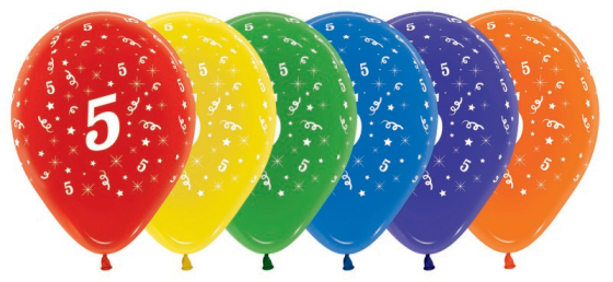 Sempertex 30cm Age 5 Crystal Assorted Latex Balloons, 25PK : Amscan ... Sempertex 30cm Age 5 Crystal Assorted Latex Balloons, 25PK : Amscan ...